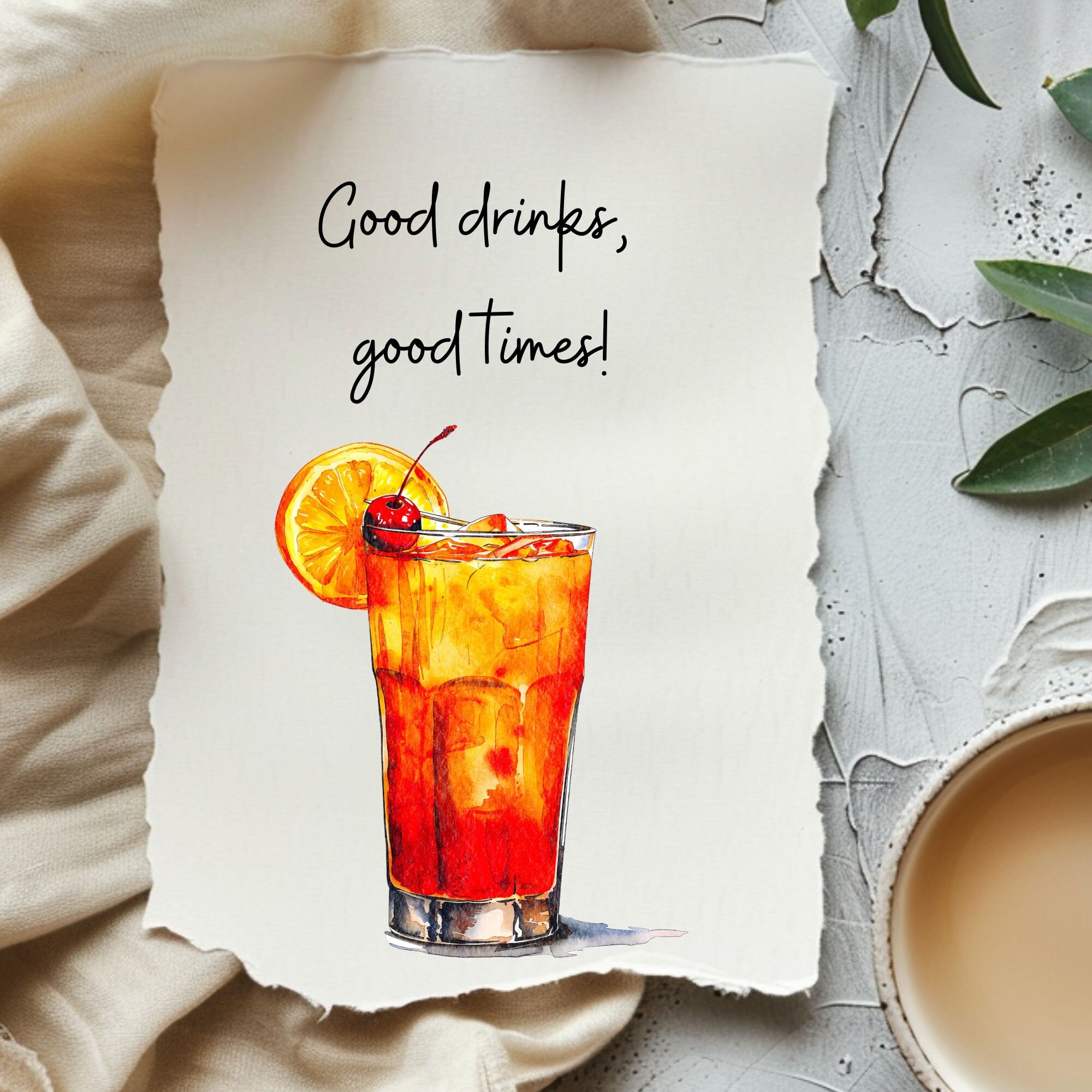 Rum Punch Watercolor Clipart Drink, Signature Drink , Bar Menu ...