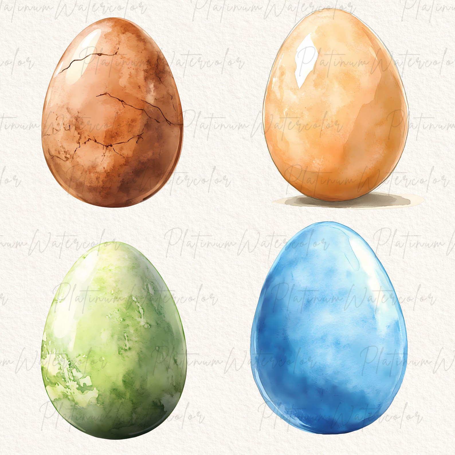 7 Watercolor Easter Egg Clipart Bundle, Easter Egg Png, Rainbow Easter ...