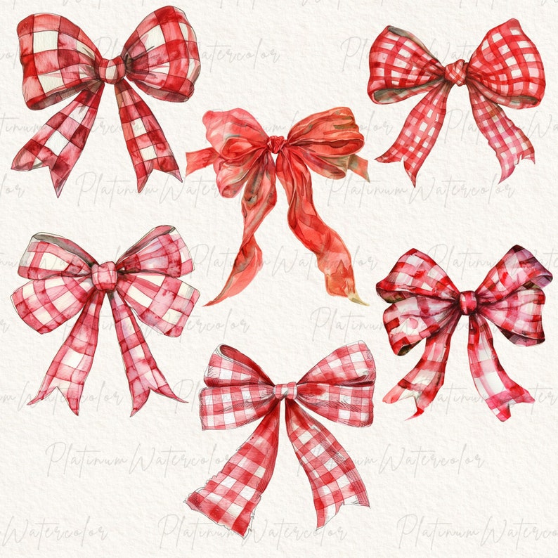 Watercolor Red Bow Clipart Bundle, Birthday Gift Png, Bow Clip Art ...