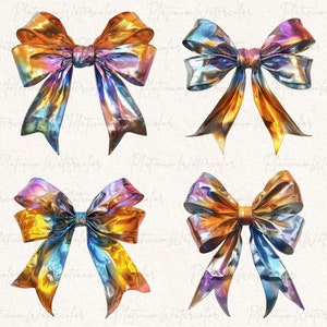 Rainbow Bow Clipart Bundle, Birthday Gift Bow PNG, Baby Shower Clipart ...