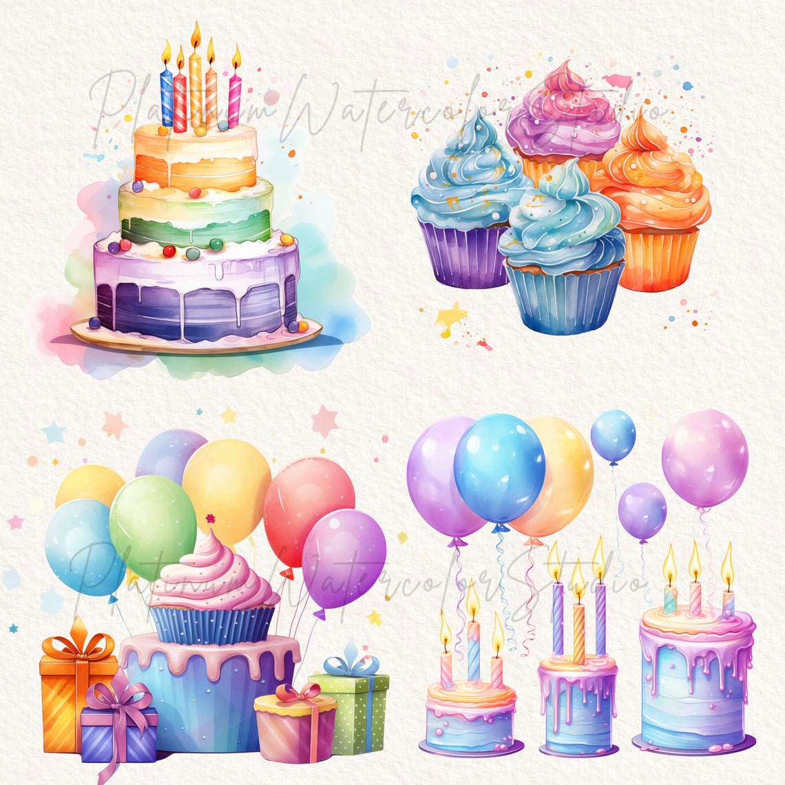 Birthday Party Cake Clipart Png, Clipart Bundle Party, Birthday Cards ...