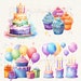 Birthday Party Cake Clipart Png, Clipart Bundle Party, Birthday Cards ...