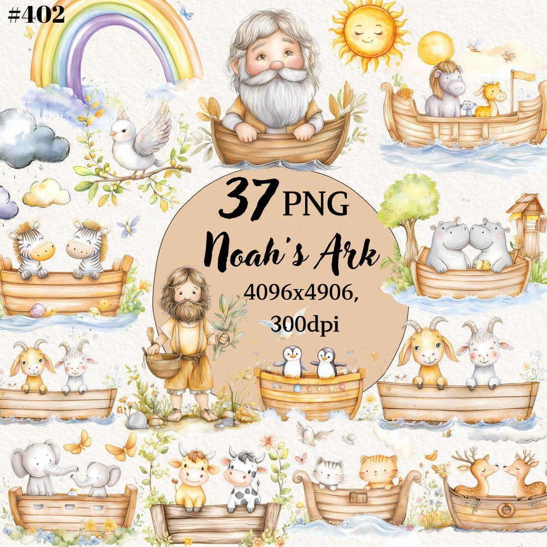 Cute Noah's Ark, Bible Study PNG, Transparent Background, Digital ...