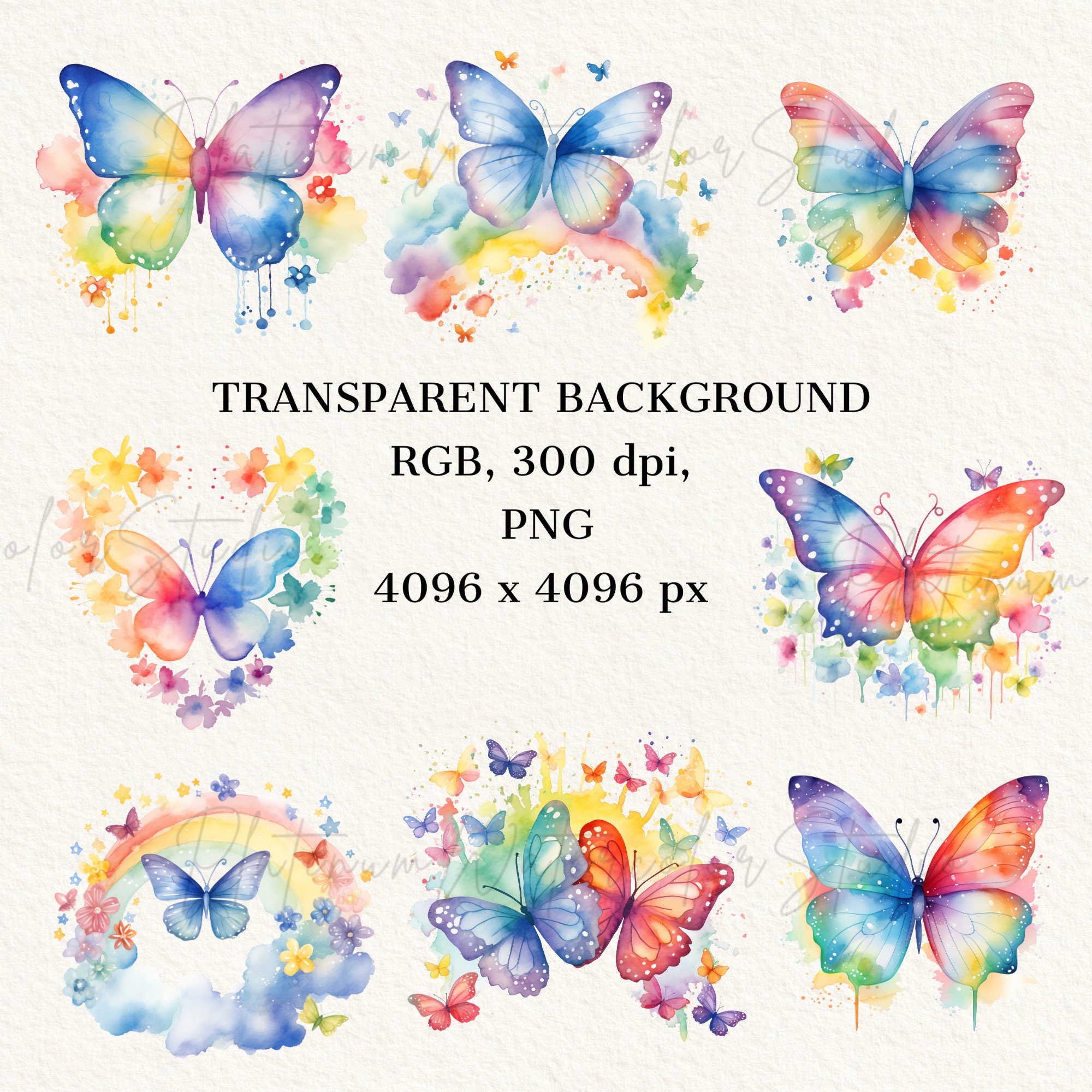 Watercolor Rainbow Butterfly Clipart, Spring Clipart, Summer Clipart ...