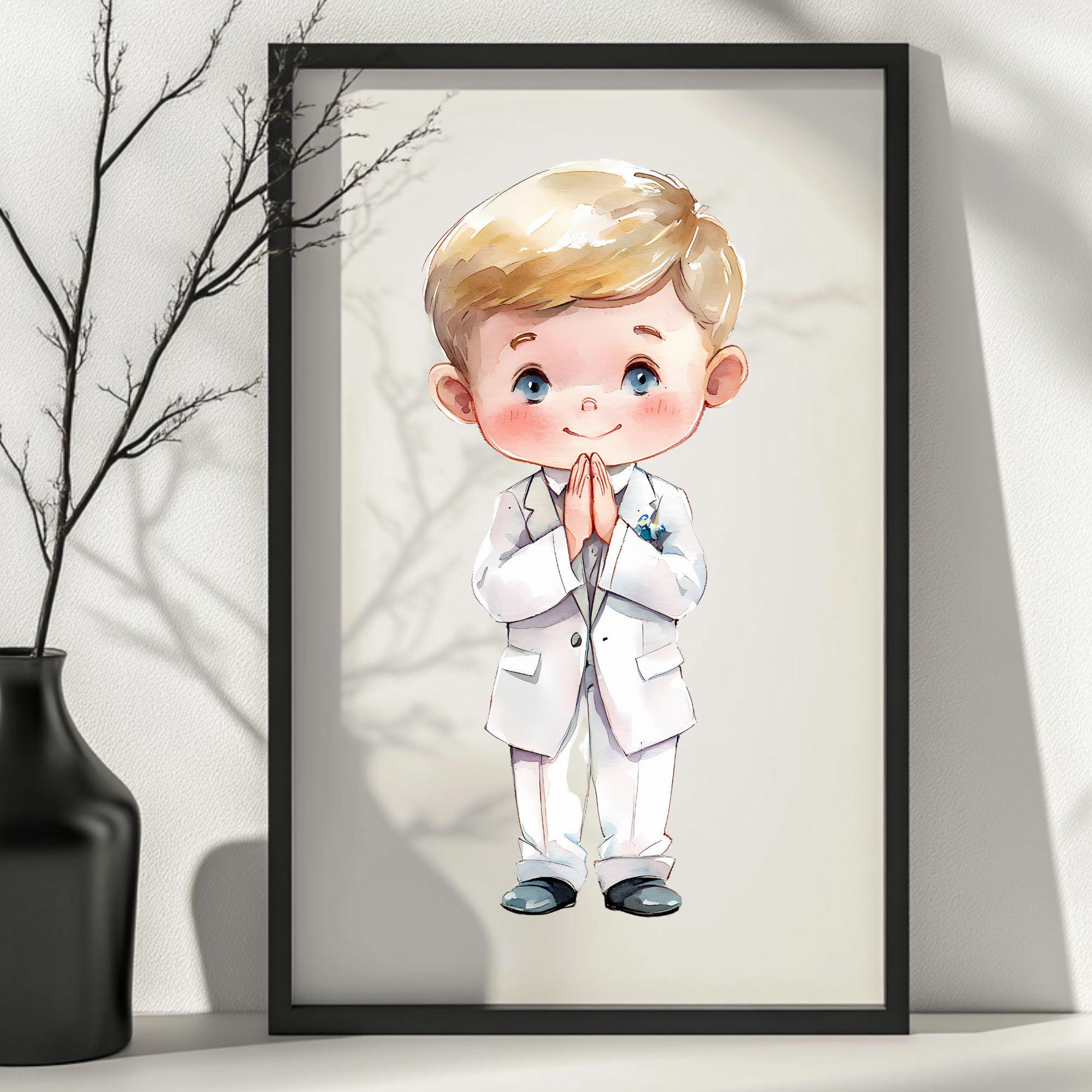 Boy First Communion PNG, Digital Clipart, Watercolor First Communion ...