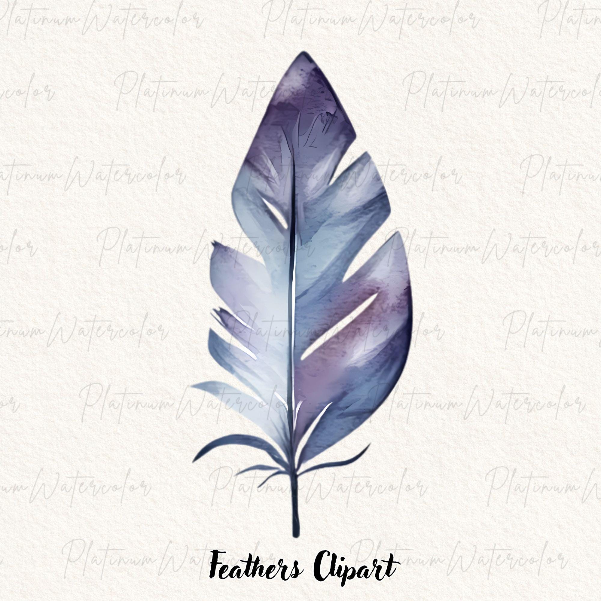 Feather Clipart Bundle, Feather Png, Whimsical Watercolor Feather ...