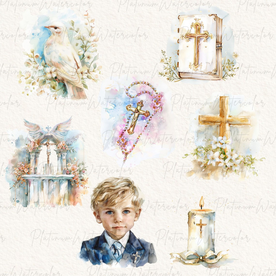 Catholic Watercolor, First Communion Boy Girl, First Holy Communion ...
