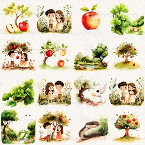 Adam and Eve Clipart Bundle, Religious Png, Transparent Background ...