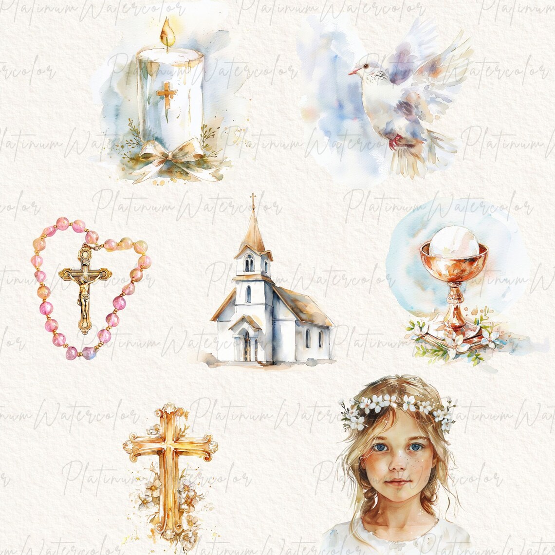 Catholic Watercolor, First Communion Boy Girl, First Holy Communion ...