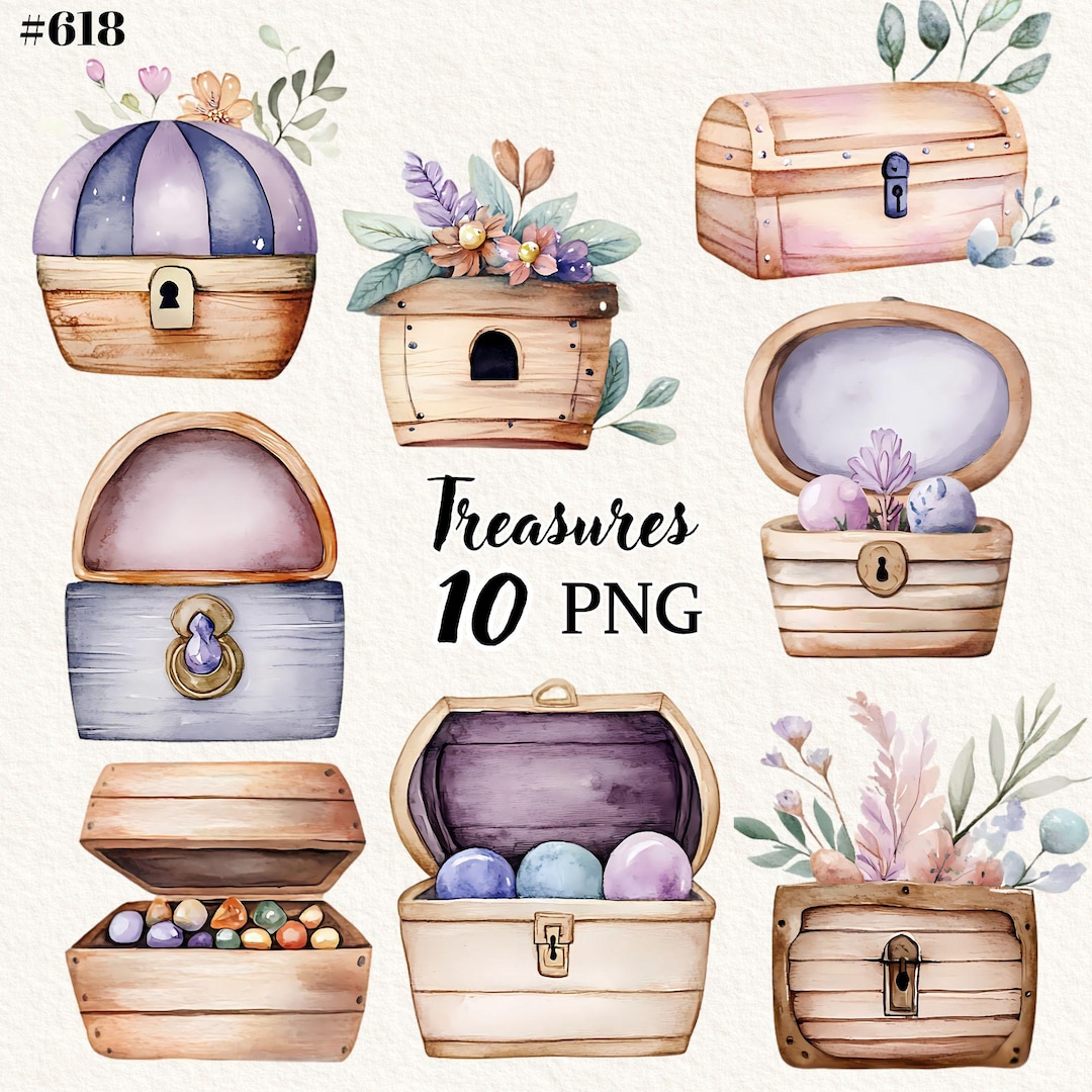 Magic Treasures Watercolor Clipart Bundle Collection - Ideal for ...