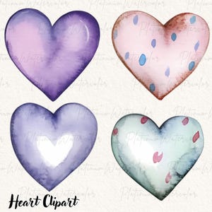 Heart Clipart Bundle, Valentines Png, Watercolor Clipart, Transparent ...