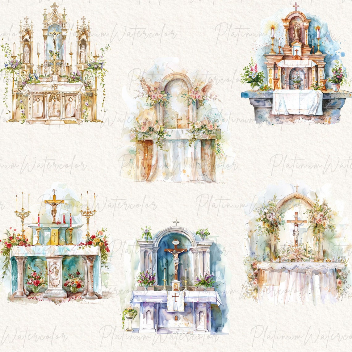 Catholic Altar, Church Altar Flowers Clipart, Catholic Watercolor ...