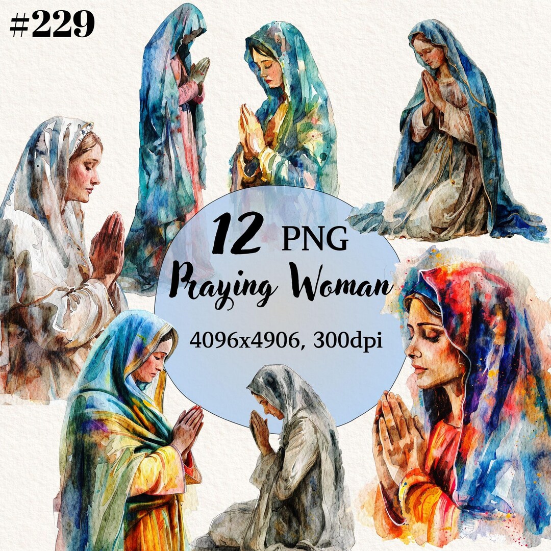 Watercolor Praying Woman, Christian Clipart, Christian Fine Art ...