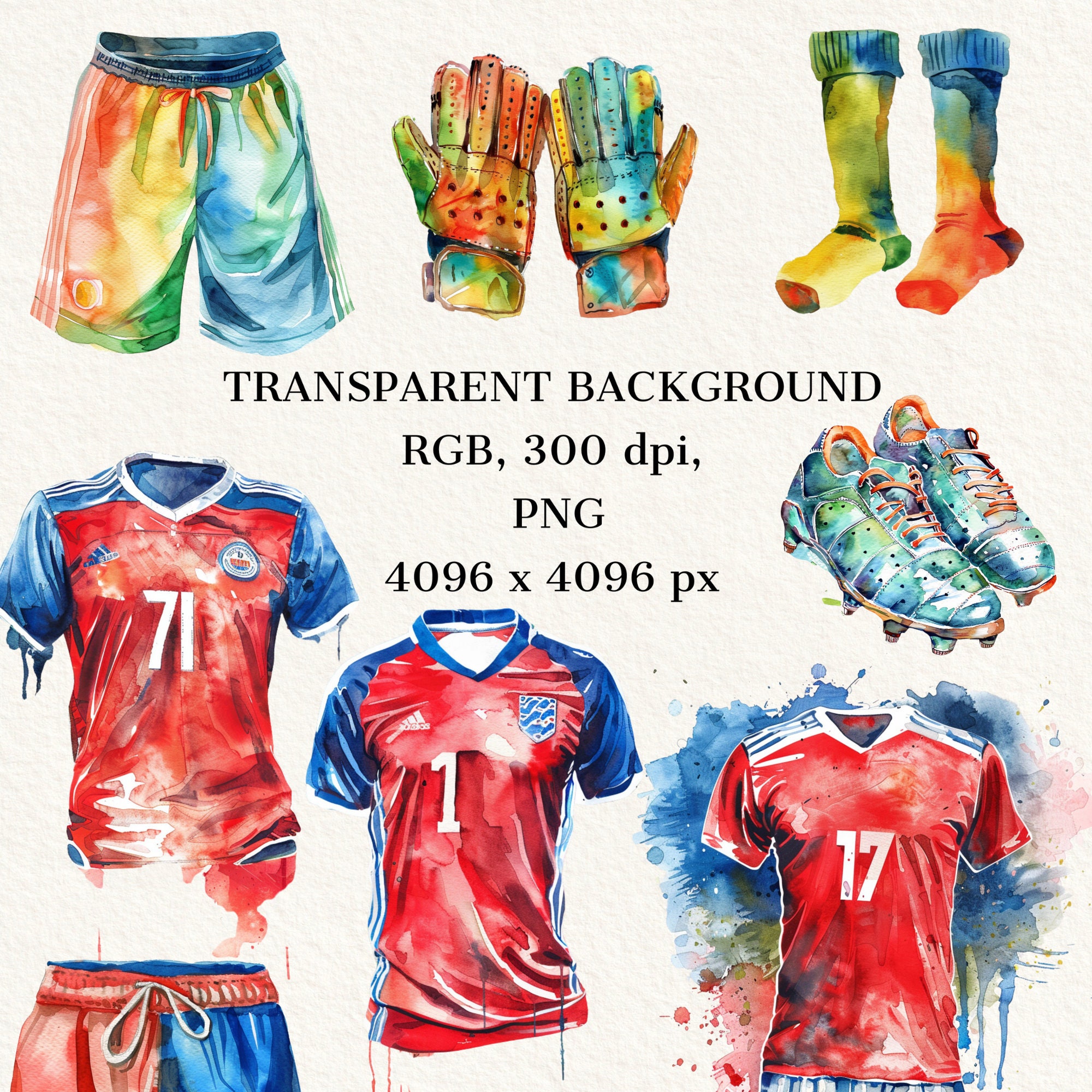 Soccer Ball and Soccer Shoes Clipart, Watercolor Printable Football ...