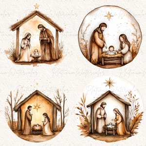 Nativity Set Clipart Bundle, Nativity Scene PNG, Transparent Background ...