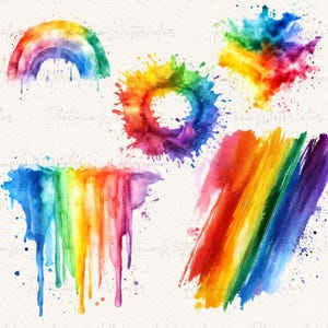 Rainbow Clipart Bundle, Watercolor Rainbow Png, Rainbow Wall Art ...