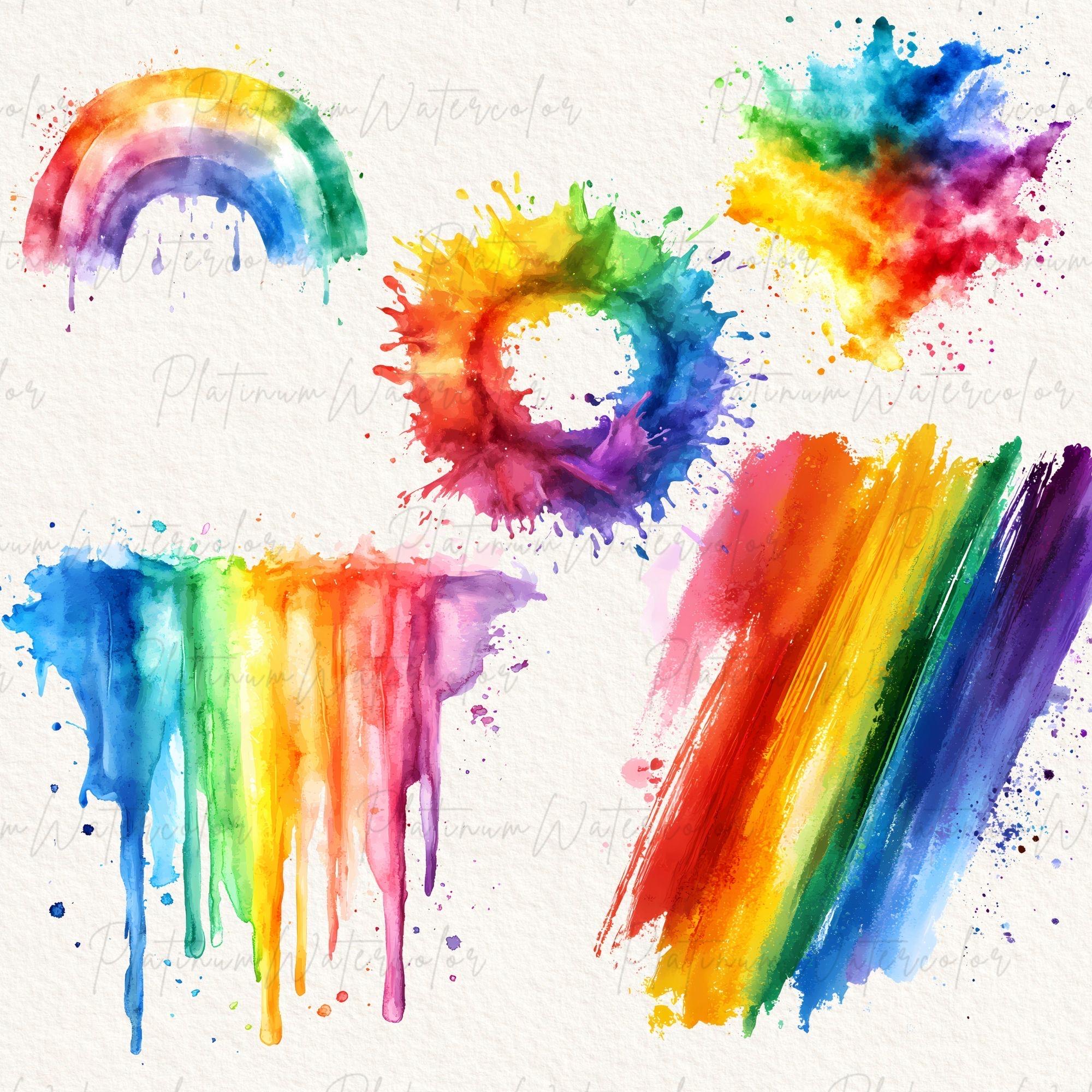Rainbow Clipart Bundle, Watercolor Rainbow Png, Rainbow Wall Art ...