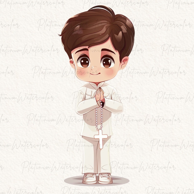 First Communion Boy Clipart, First Holy Communion Clipart, Watercolor ...