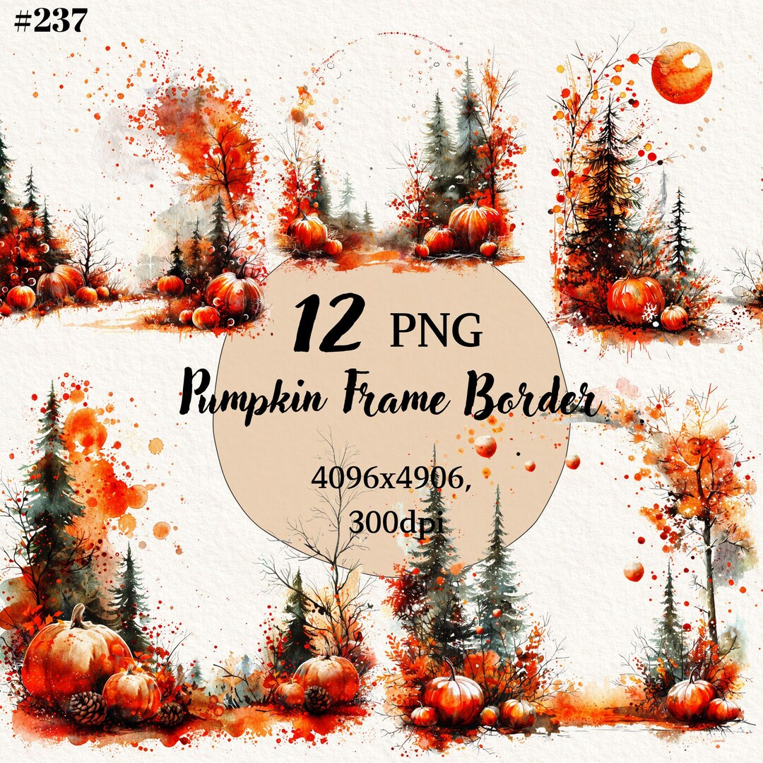 Watercolor Pumpkin Frame Border, Pumpkin Frame Clipart, Transparent ...