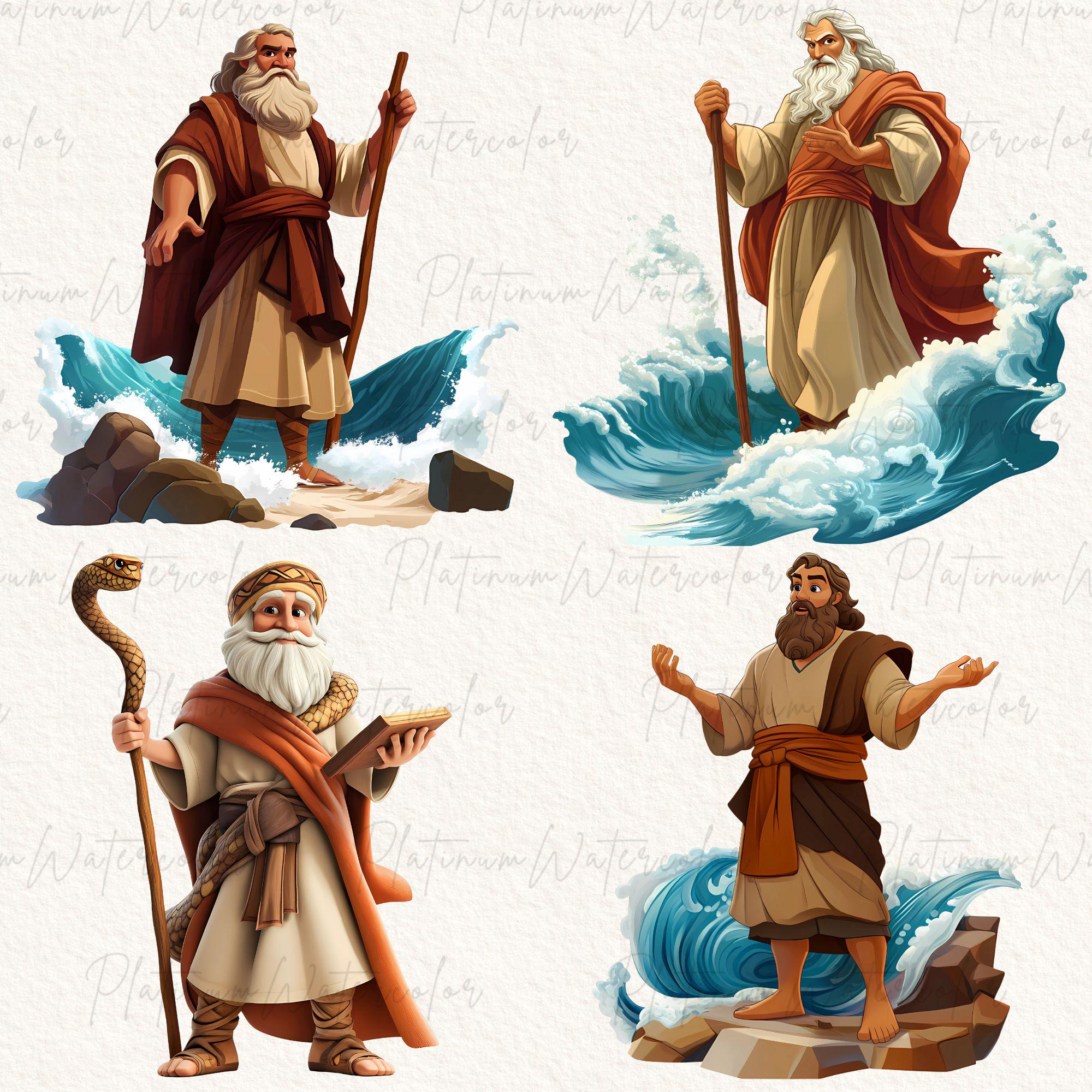 Moses Old Testament Clipart Bundle, Bible Study, Transparent Background ...