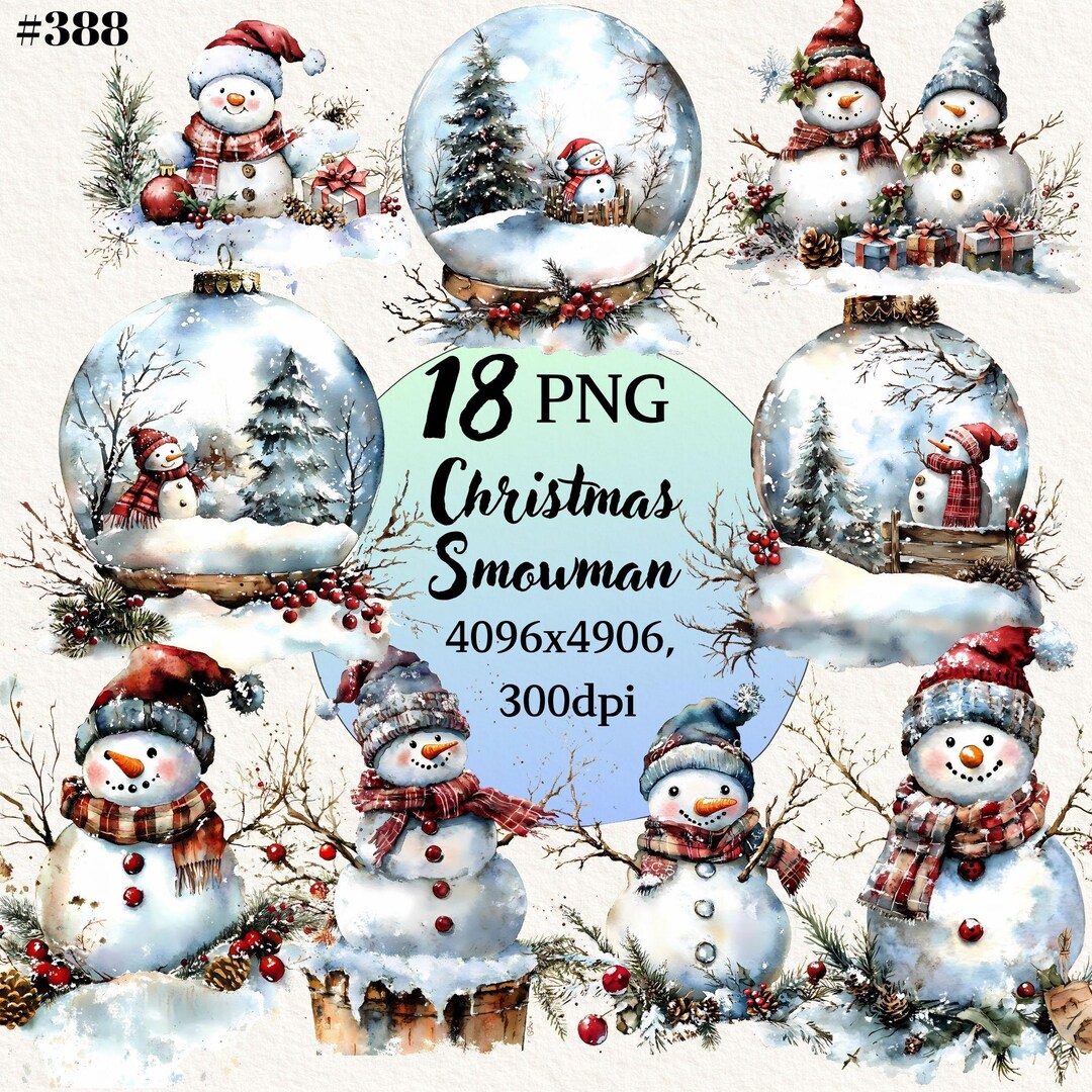 Snowman Clipart Bundle, Winter Png,transparent Background, Digital ...