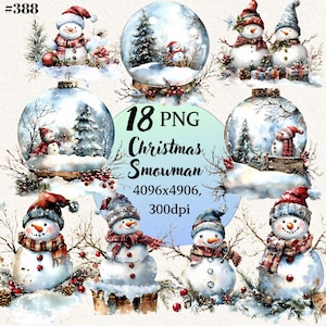 Snowman Clipart Bundle, Winter Png,transparent Background, Digital ...