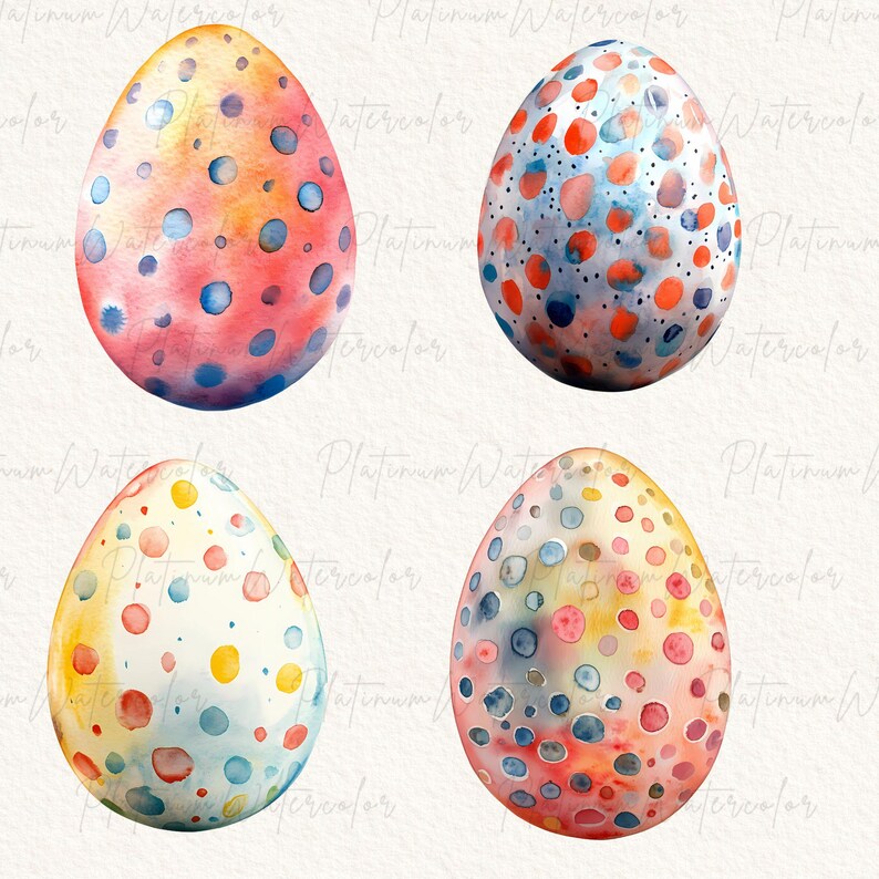 10 Watercolor Easter Egg Clipart Bundle, Easter Egg Png, Rainbow Easter ...