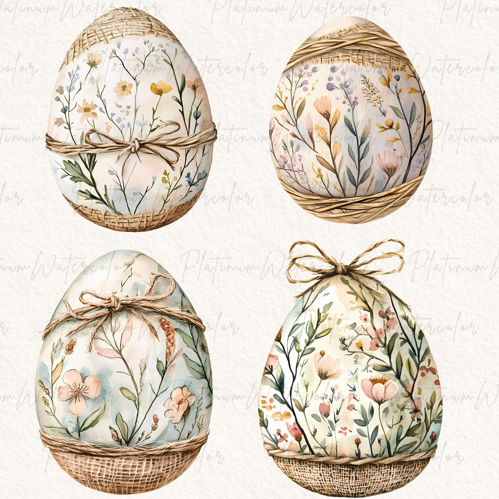 10 Easter Clipart Clipart Bundle, Rustic Easter Egg Clipart Bundle ...