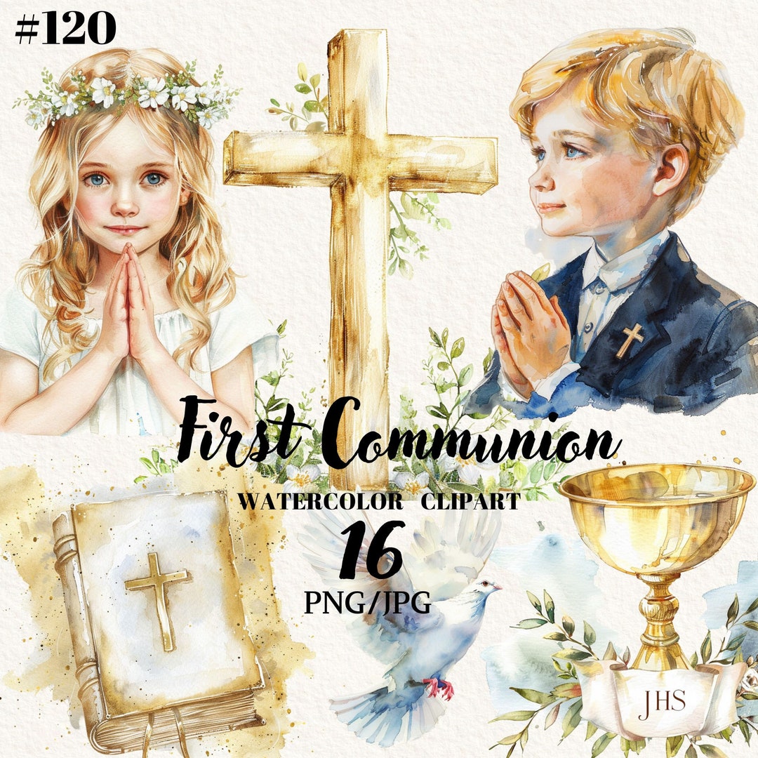 Catholic Watercolor, First Communion, Holy Cross, First Holy Communion ...