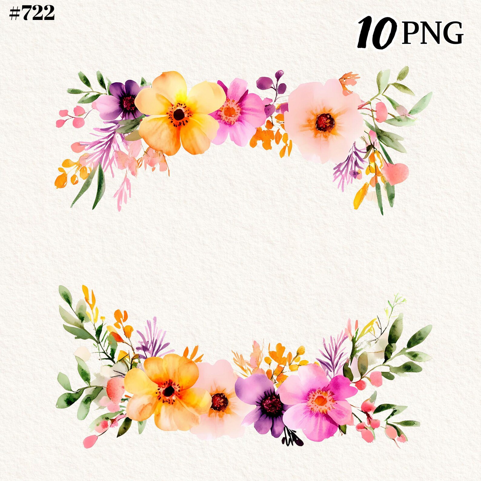 Floral Border PNG, Flower Clipart, Spring Clipart, Perfect for Digital ...