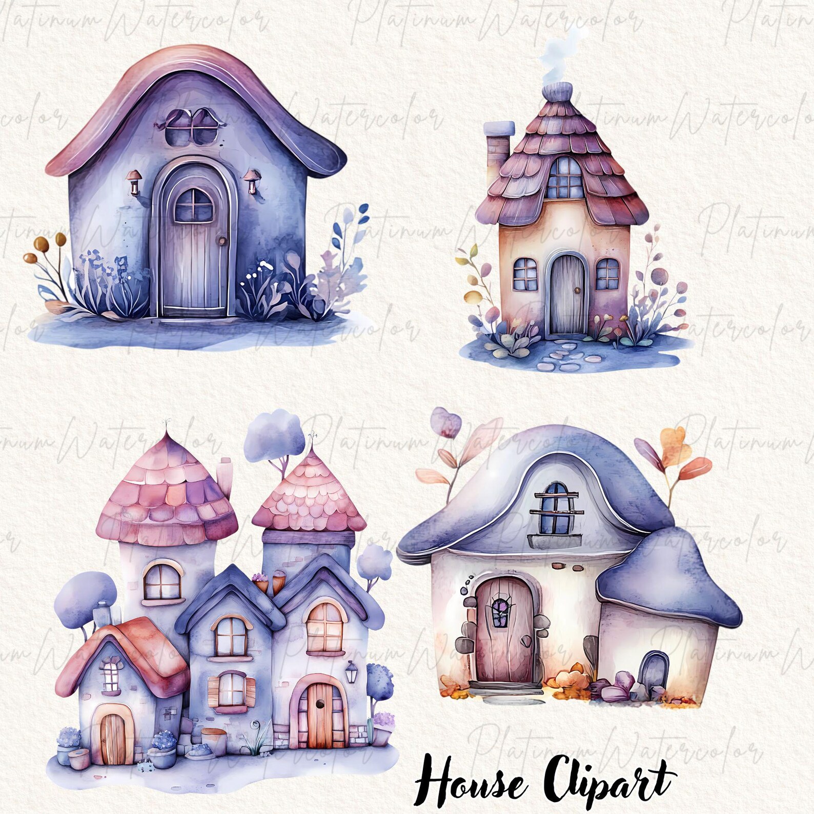 Fairy House Clipart Bundle, Garden Gnome House, Transparent Background ...