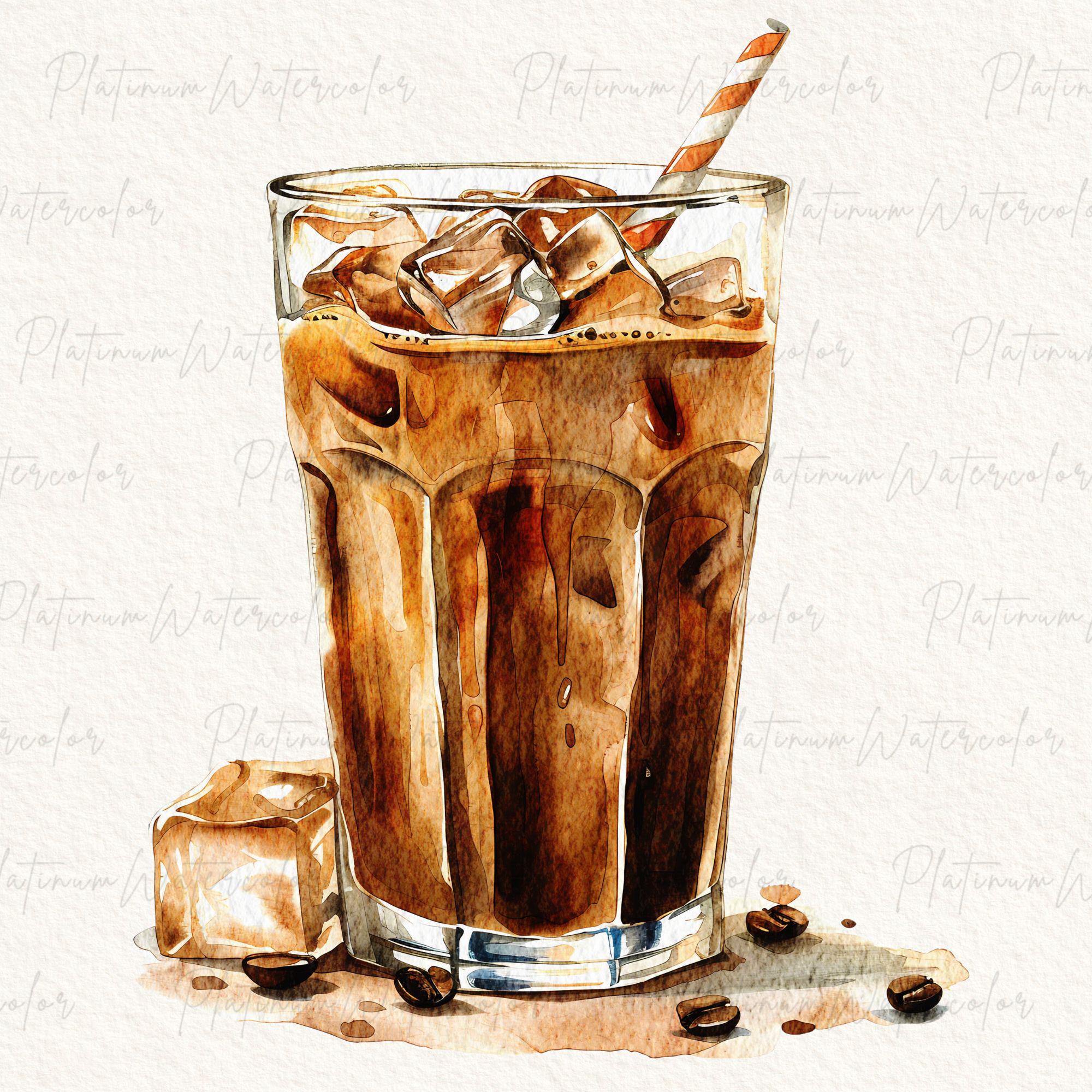 Watercolor Iced Coffee Clipart Bundle, Coffee Art Png, Transparent ...