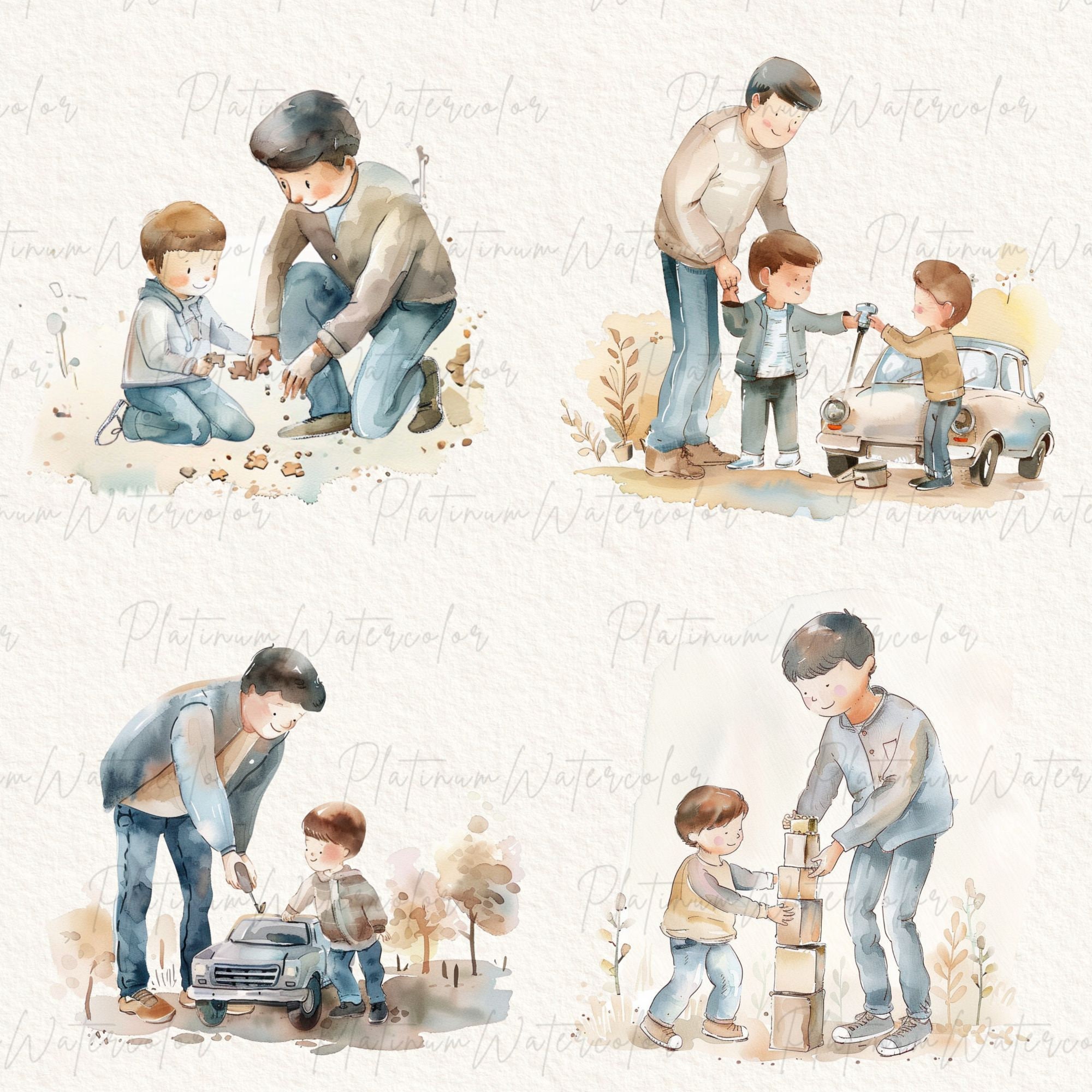 Dad Png, Fathers Day Png, Father and Son Clipart Bundle, Transparent ...