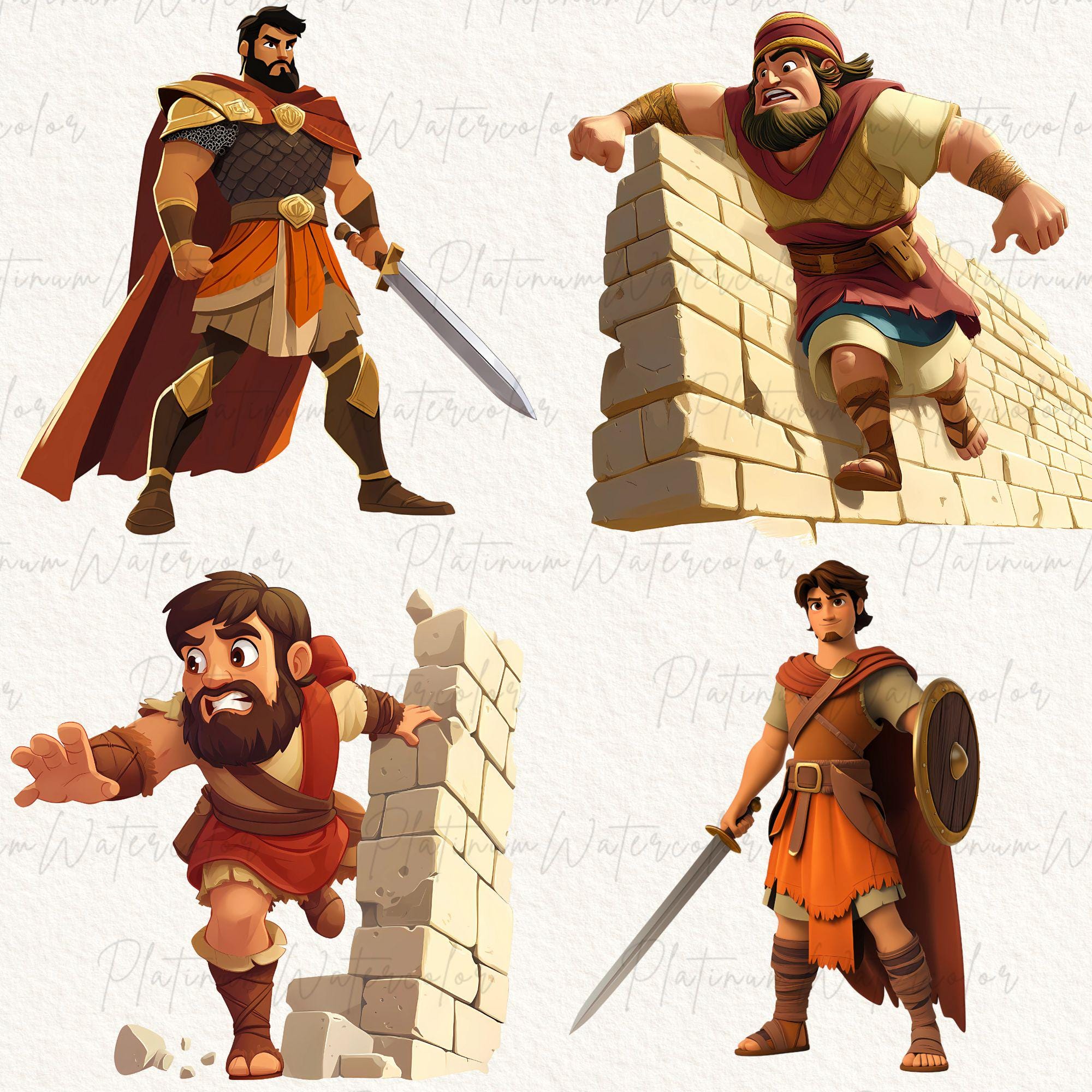 Joshua Clipart Biblical Characters, Clipart Bundle, Bible Clipart ...