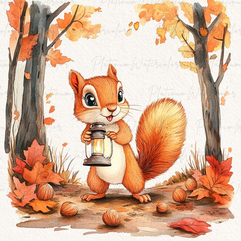 10 Squirrel Watercolor Clipart, Fall Clipart, Fall Png, Transparent ...