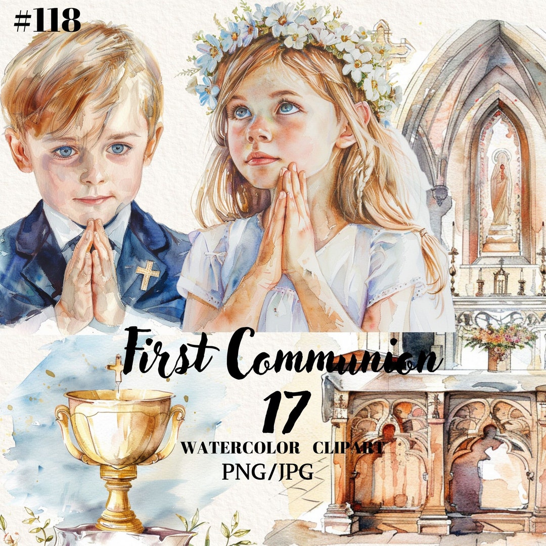First Communion Watercolor Clipart, Catholic Sublimation, Catholic ...
