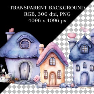 Fairy House Clipart Bundle, Garden Gnome House, Transparent Background ...