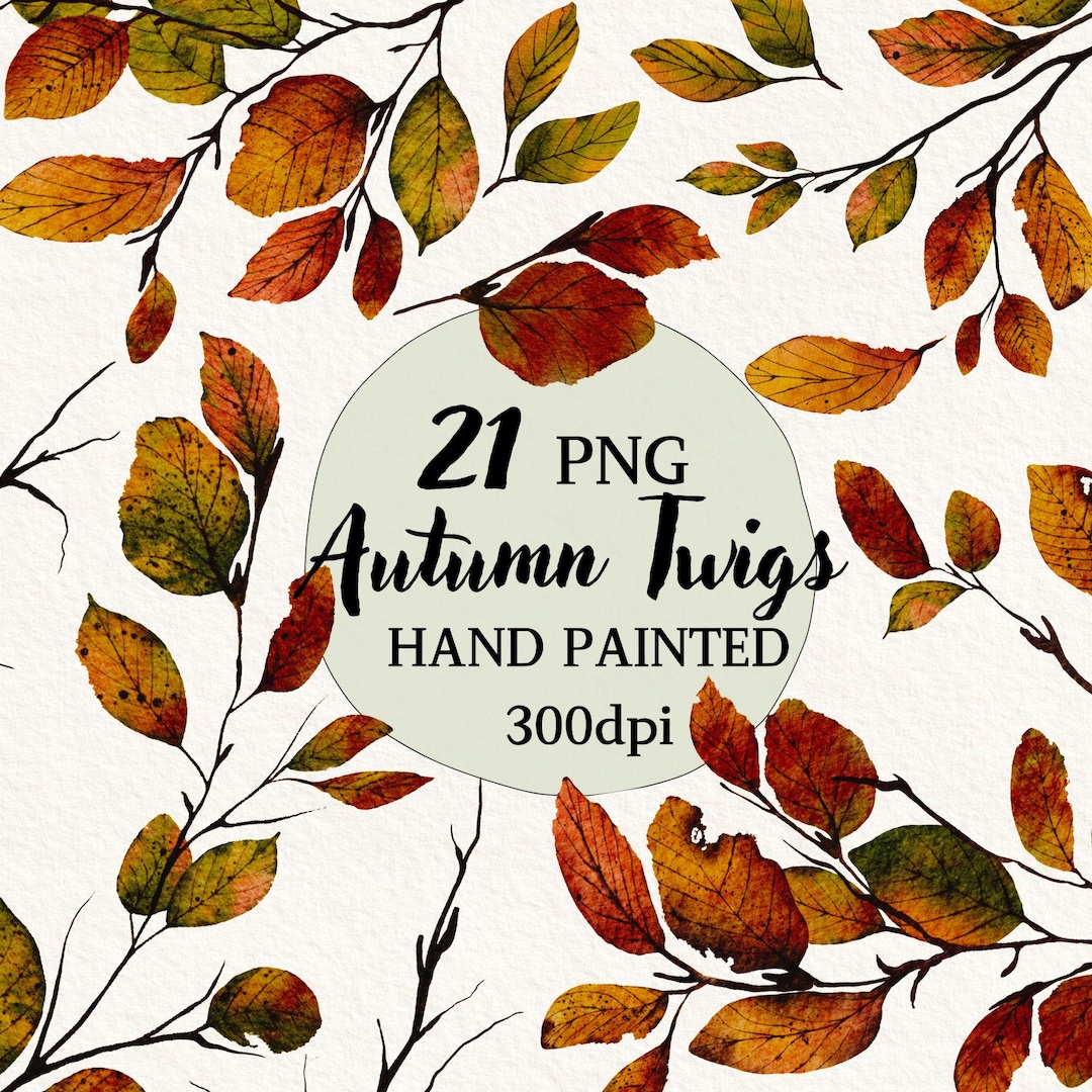 Hand Painted Autumn Twigs PNG, Clipart Bundle, Transparent Background ...