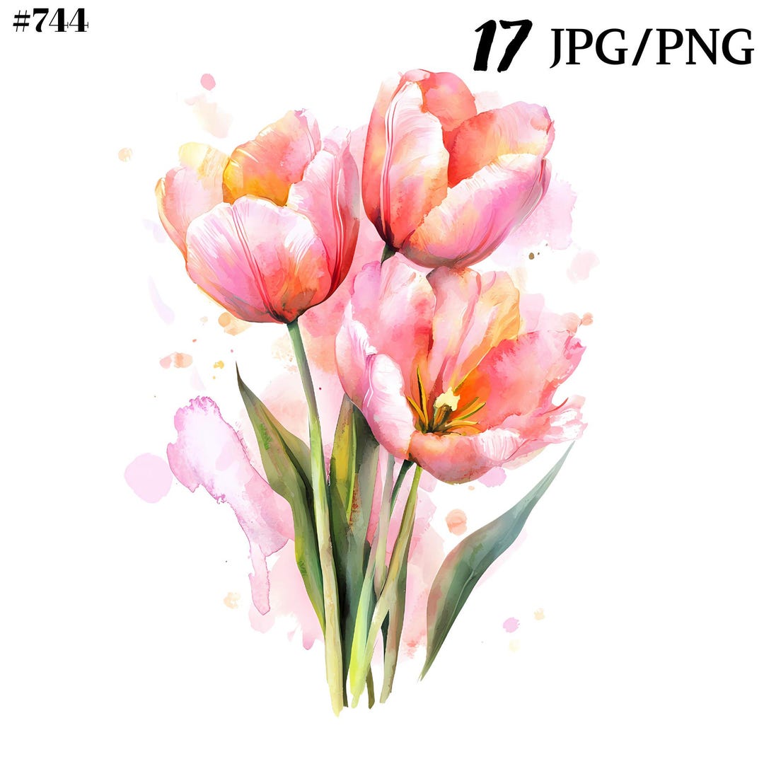 Spring Png, Flower Clipart, Pink Tulip Clipart Bundle - Perfect for DIY ...