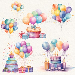 Birthday Balloons Cake Present Clipart Party, Birthday Doodles ...