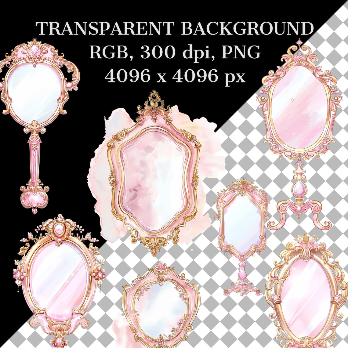 Magic Mirror Clipart, Pink Mirror Png, Mirror Art, Nursery Decor ...