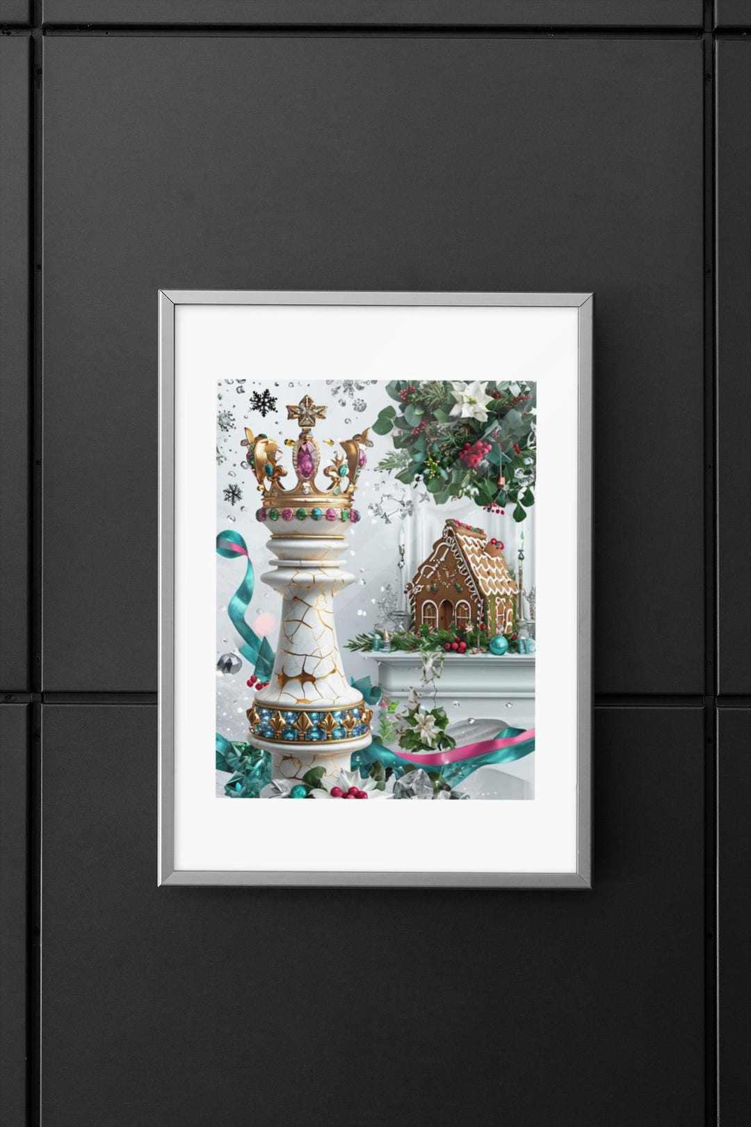 Retro Nostalgia Christmas Poster Gingerbread House & Chess Queen ...