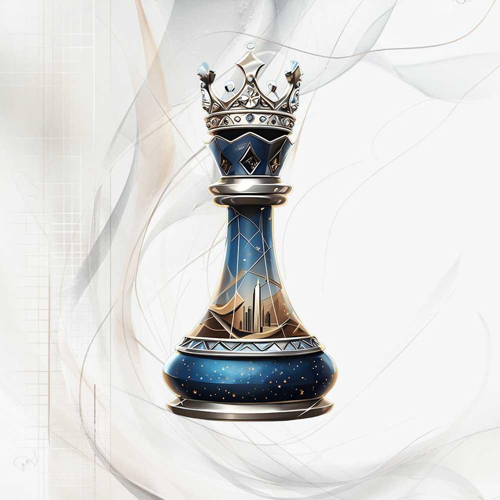 Set of 6 Fancy Chess Pieces, Clip Art Craft Supplies, Transparent ...