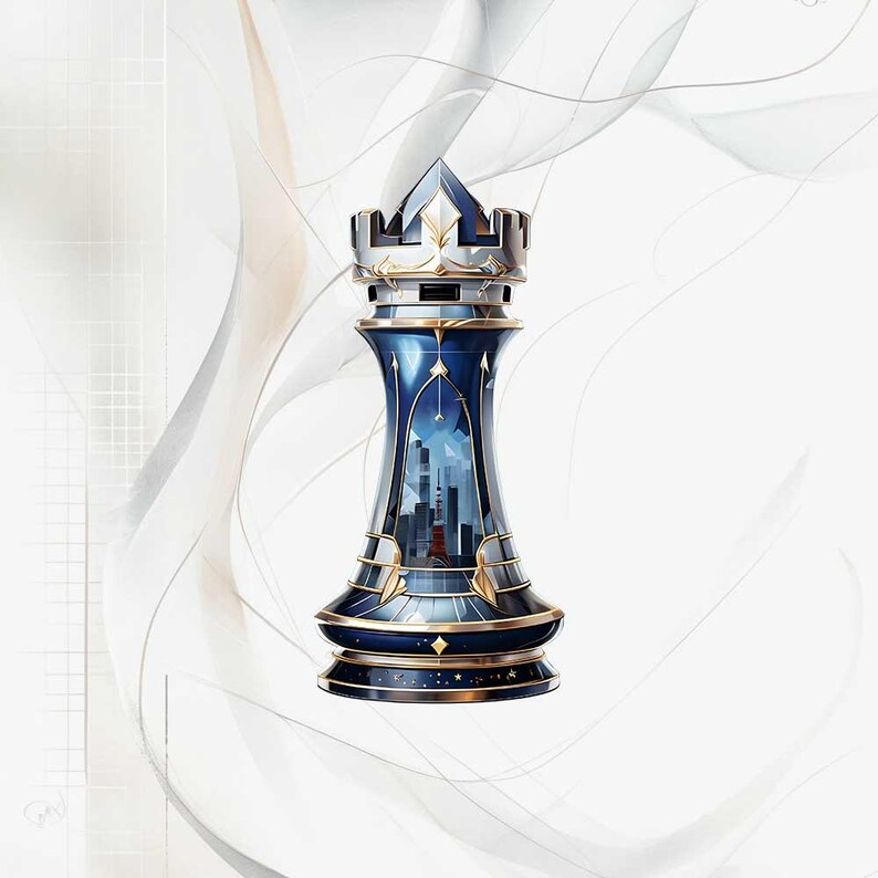 Set of 6 Fancy Chess Pieces, Clip Art Craft Supplies, Transparent ...