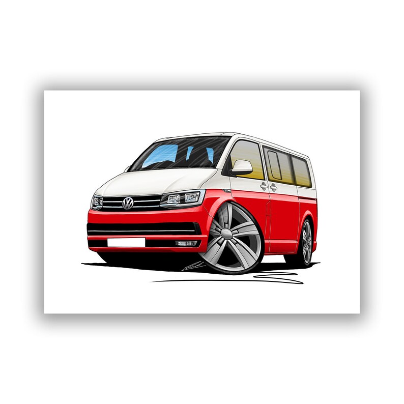 VW T6 California Caricature Car Art Cartoon Campervan Illustration ...