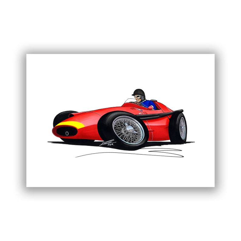 Juan Manuel Fangio Sports Car Art Cartoon Illustration Printable ...
