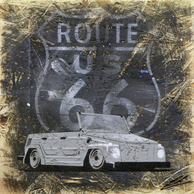 Route 66 Thing VW Type 181 Classic Car Stencil Street Art Painting on ...