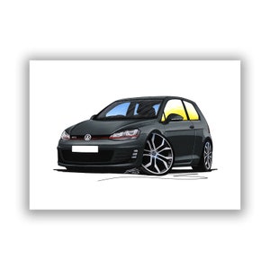 VW Golf Gti Car Art Volkswagen Golf Mk7 Cartoon Illustration - Etsy