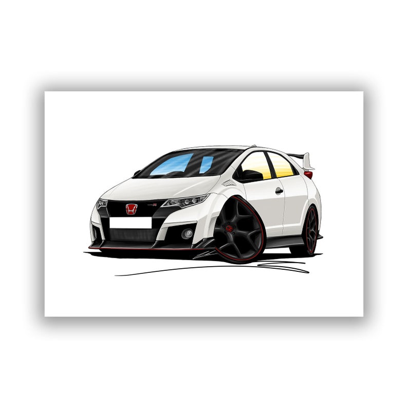Honda Civic Type-r FK2 White Caricature Car Art Cartoon JDM - Etsy