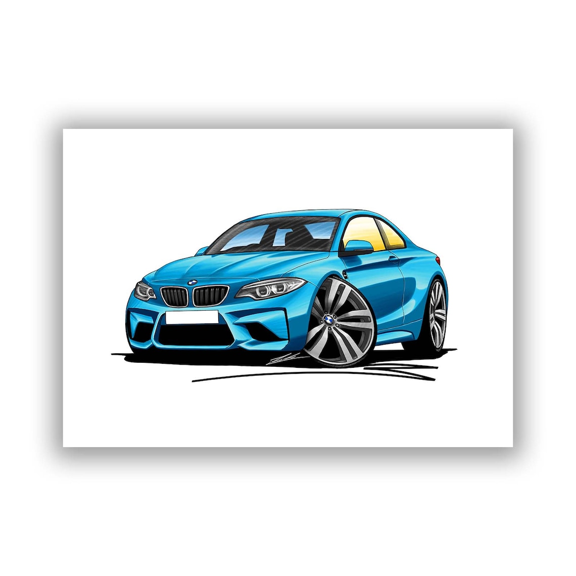 BMW M2 Cartoon Illustration Blue BMW F87 2-series Picture - Etsy